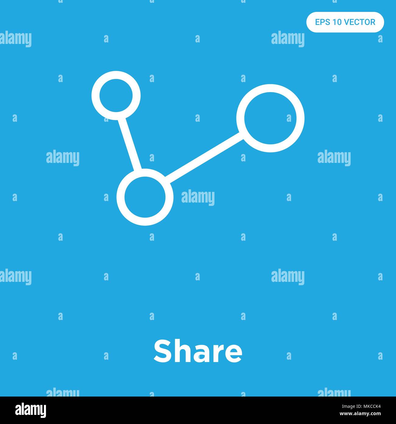 Share vector icon isolated on blue background, sign and symbol Stock ...