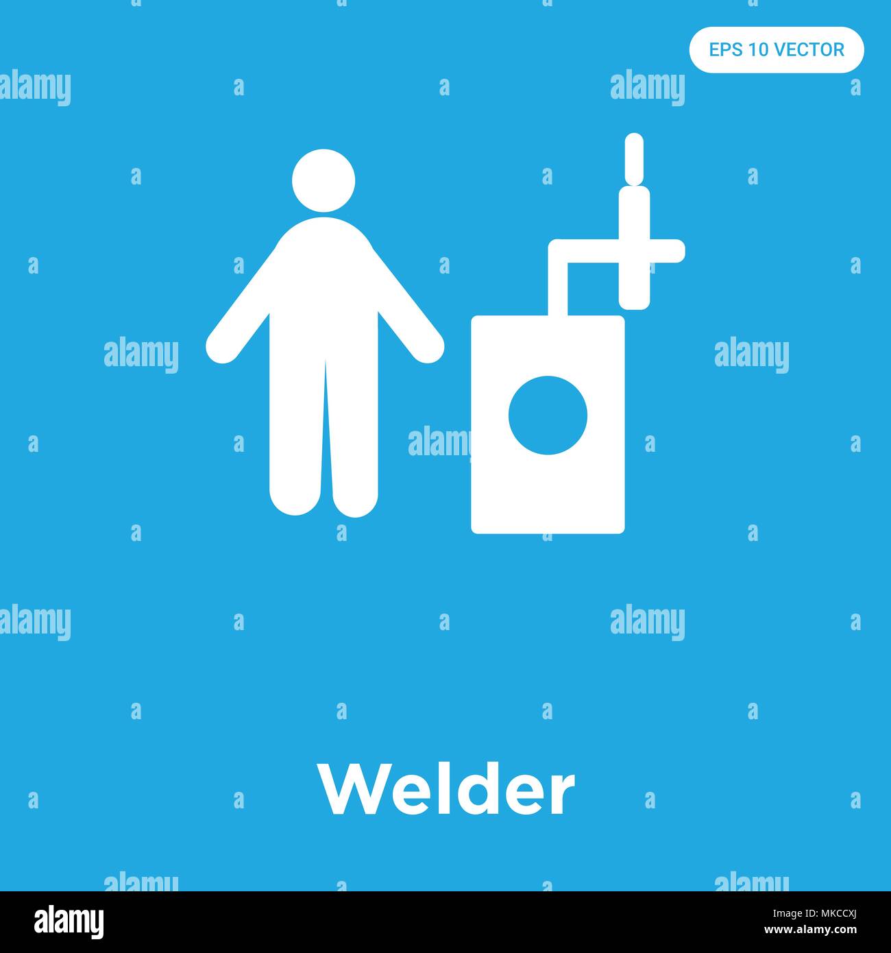 Welder vector icon isolated on blue background, sign and symbol Stock ...