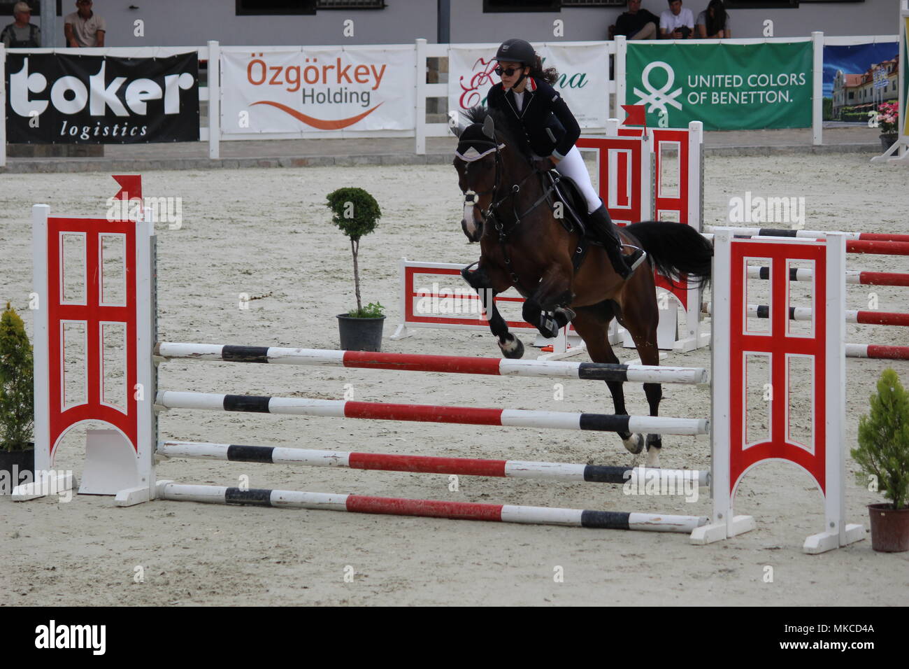 A Horse and Rider in a moment of jump over a fence, Trakiec Riding ...