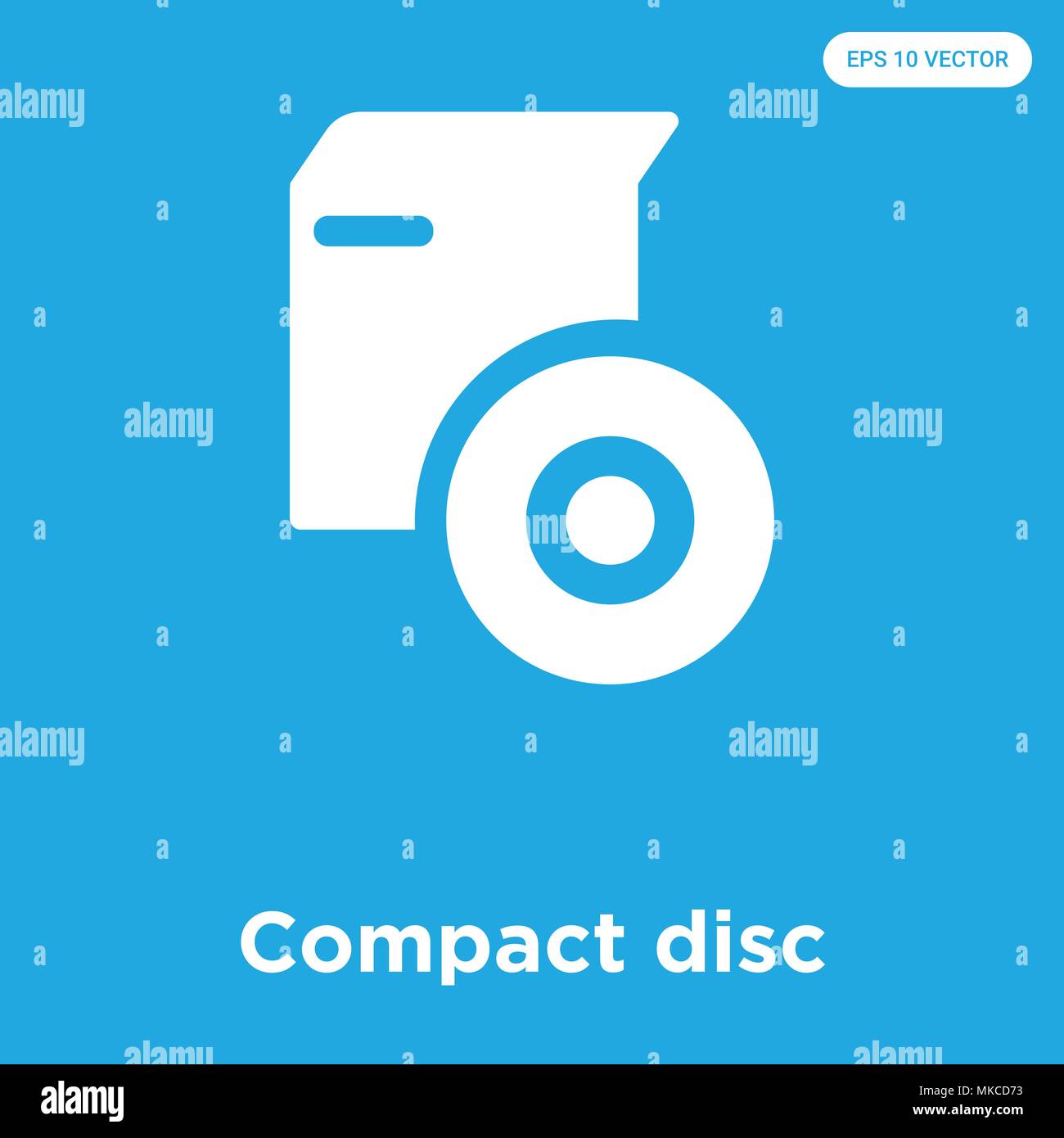 Compact disc vector icon isolated on blue background, sign and symbol ...