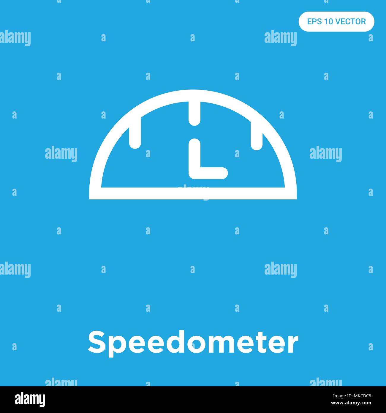 Speedometer vector icon isolated on blue background, sign and symbol ...