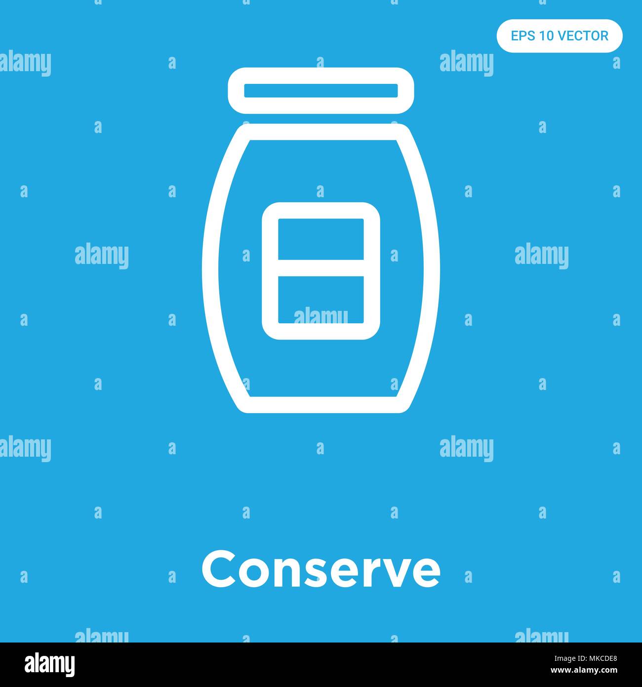Conserve vector icon isolated on blue background, sign and symbol Stock ...