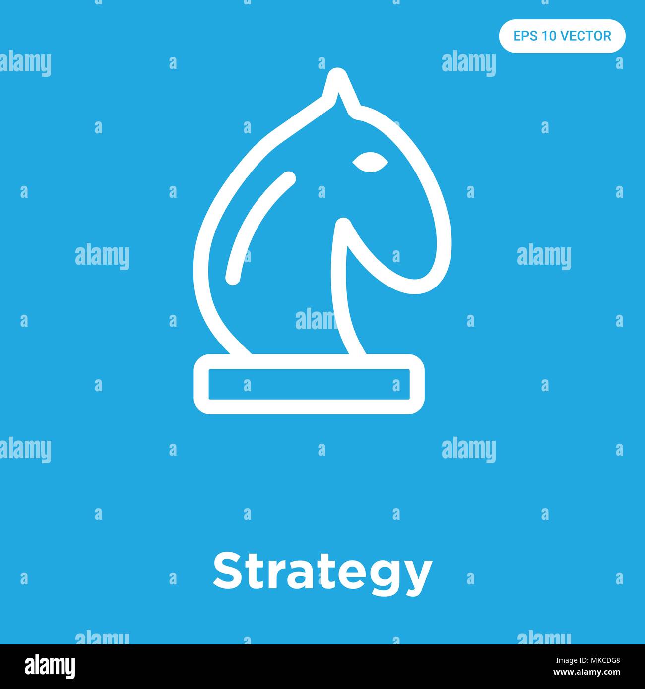 Strategy vector icon isolated on blue background, sign and symbol Stock ...