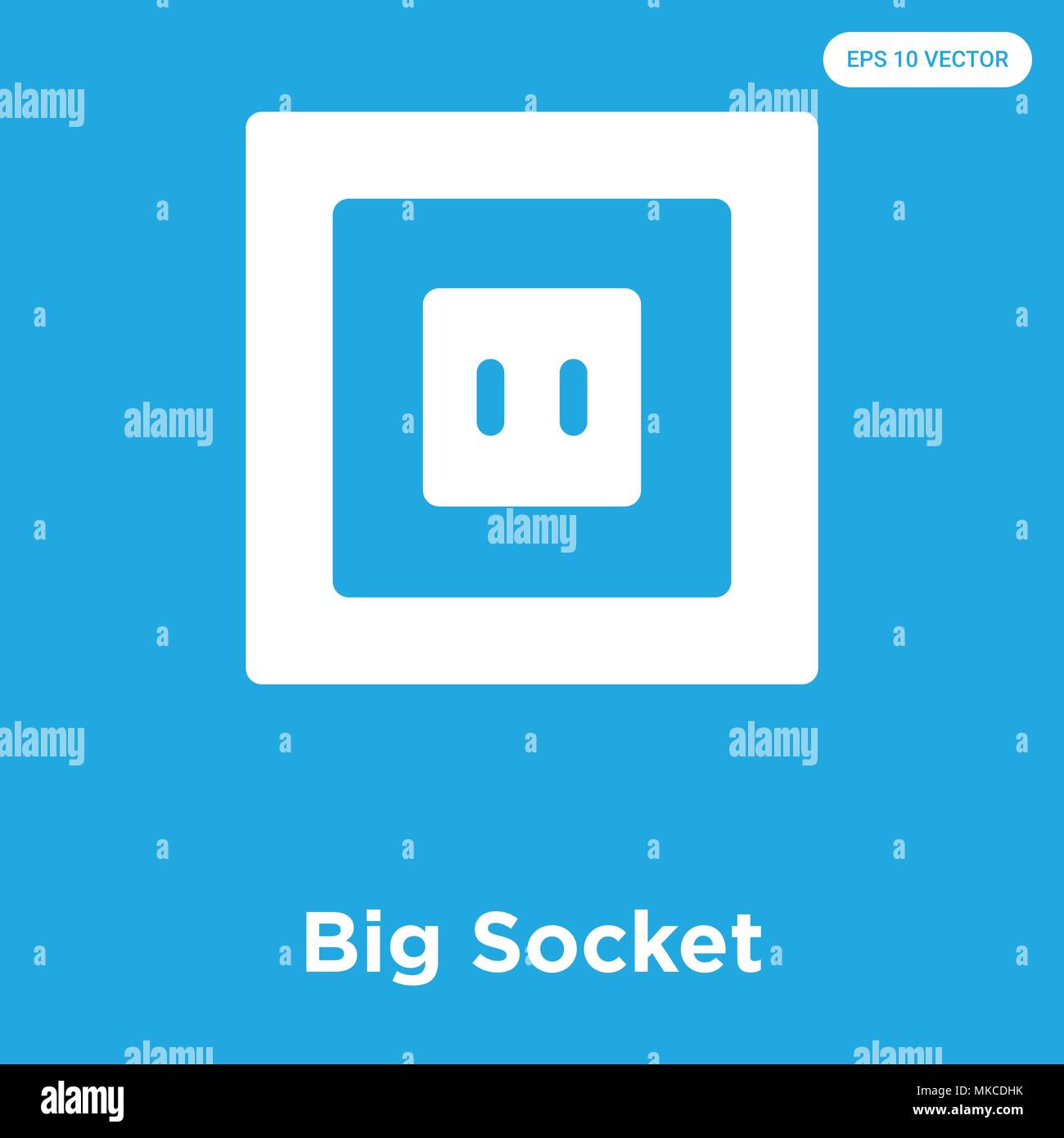Big Socket vector icon isolated on blue background, sign and symbol ...