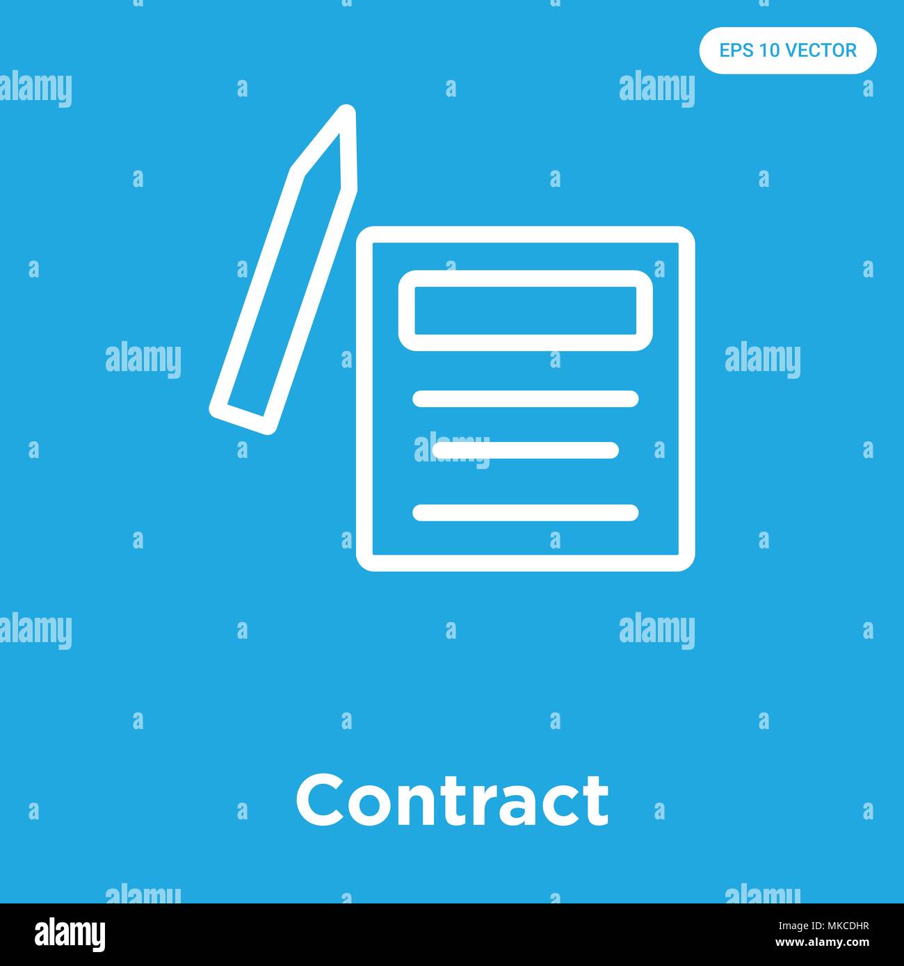Contract vector icon isolated on blue background, sign and symbol Stock ...