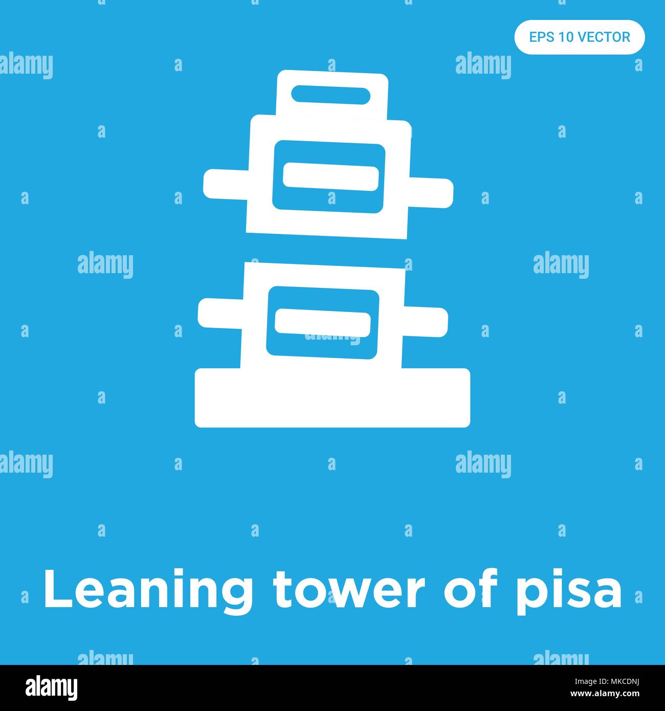 Leaning tower of pisa vector icon isolated on blue background, sign and ...