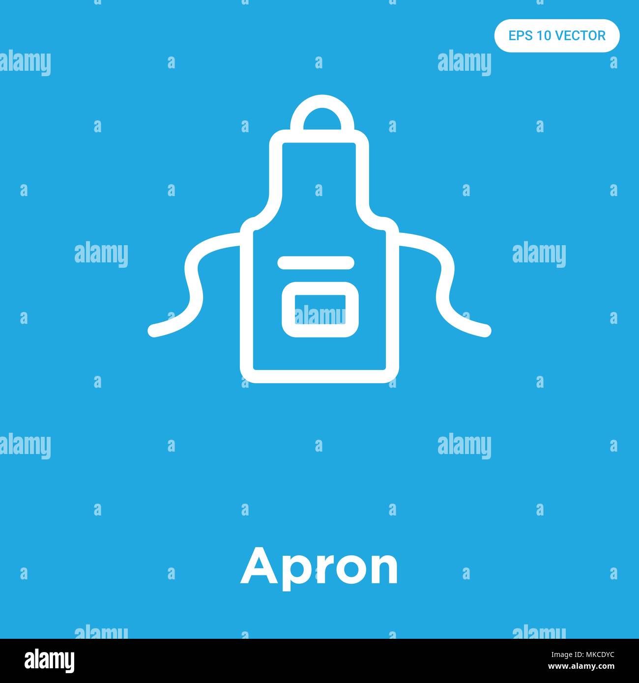 Apron vector icon isolated on blue background, sign and symbol Stock ...