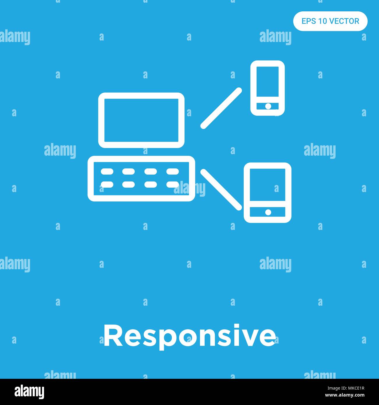 Responsive vector icon isolated on blue background, sign and symbol ...