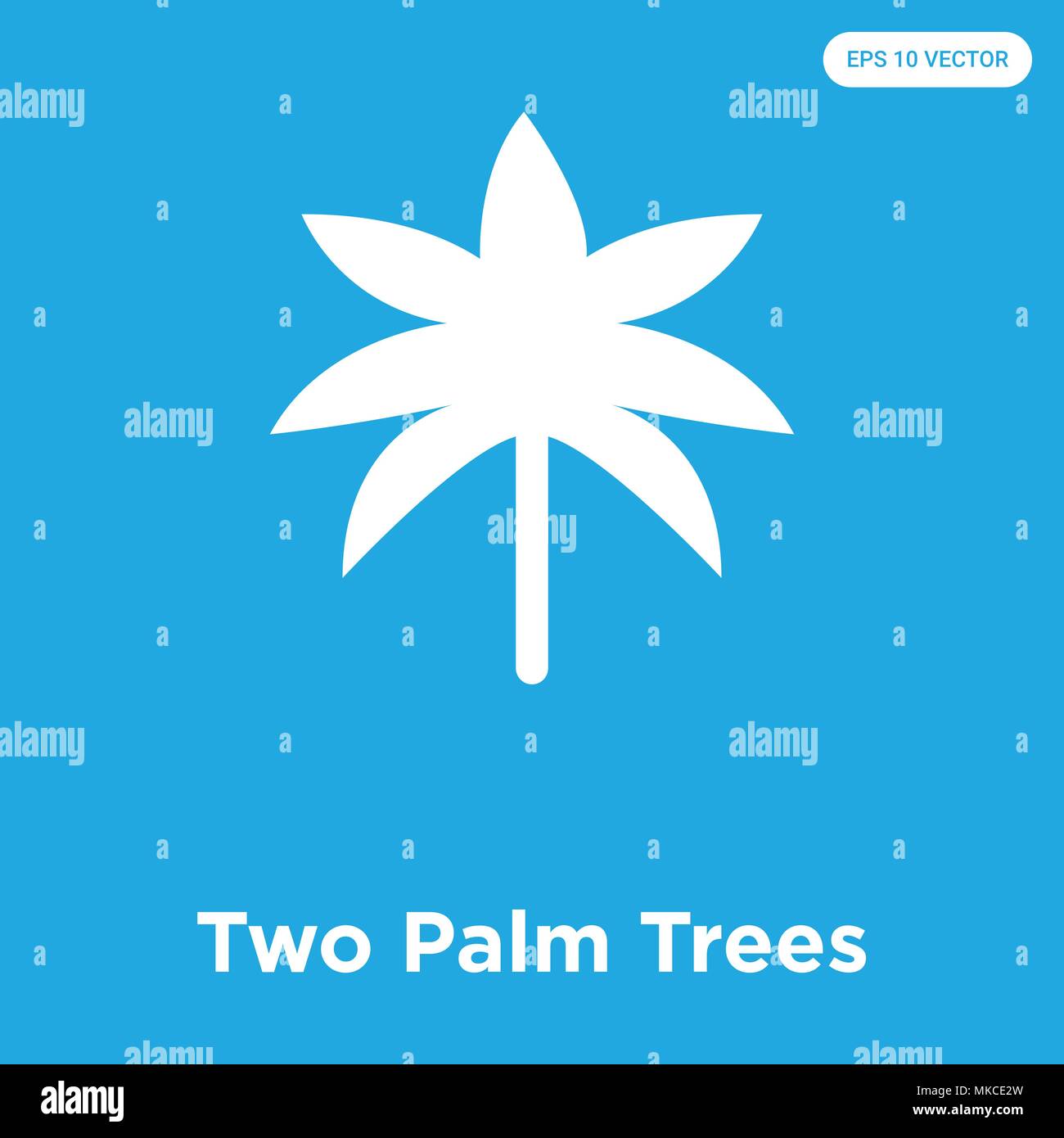 Two Palm Trees vector icon isolated on blue background, sign and symbol ...