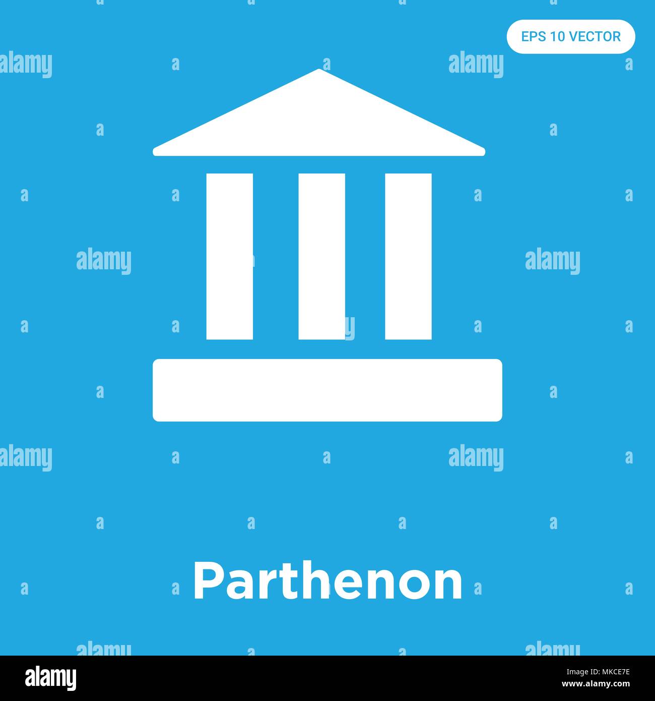 Parthenon vector icon isolated on blue background, sign and symbol ...