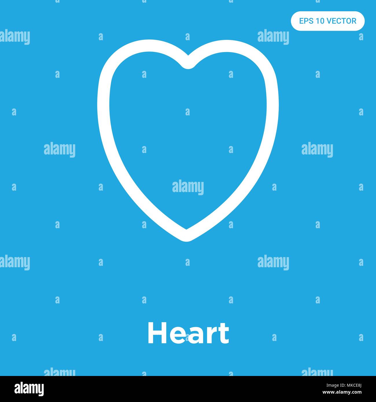 Heart vector icon isolated on blue background, sign and symbol Stock ...