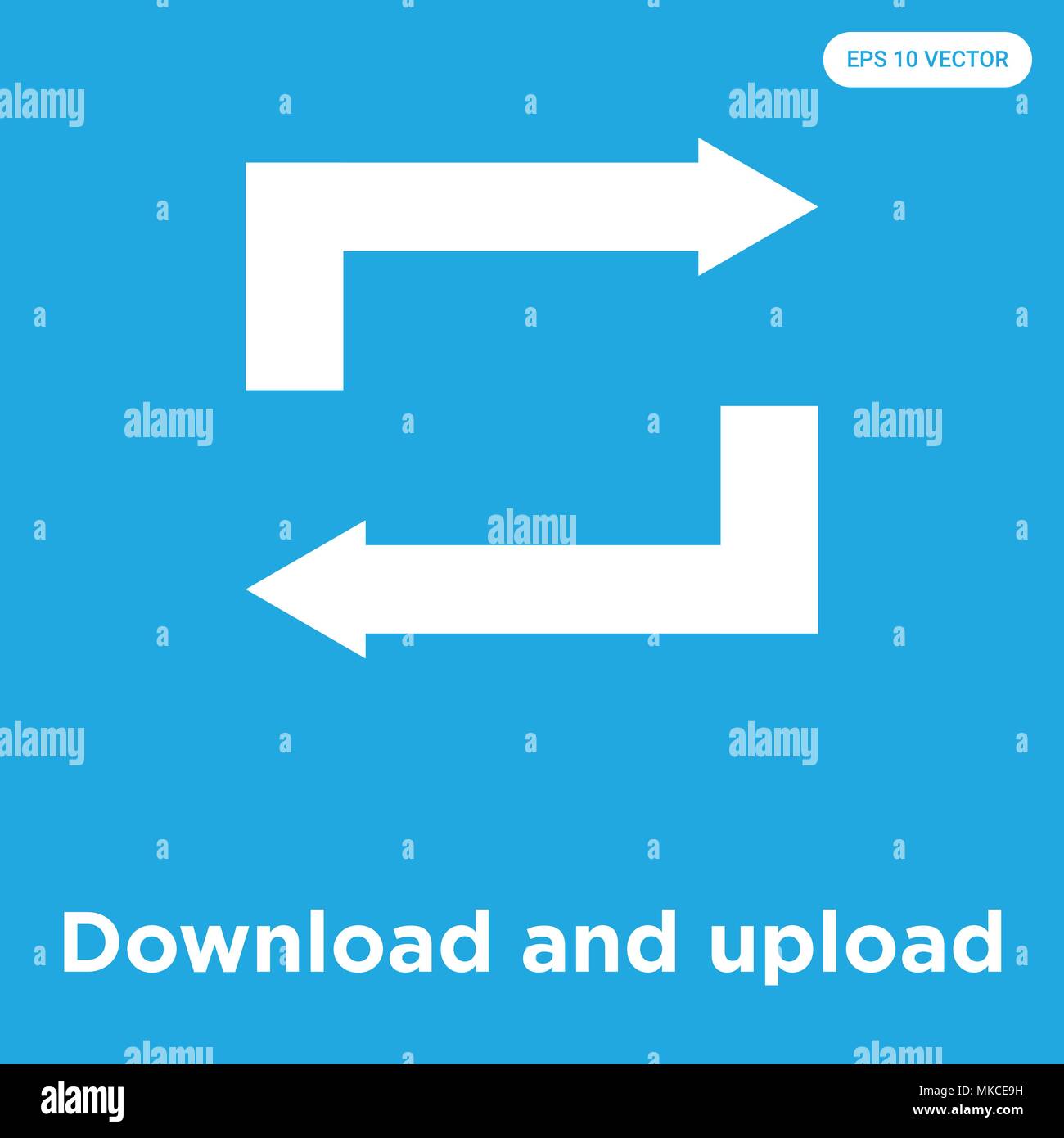 Download and upload vector icon isolated on blue background, sign and ...