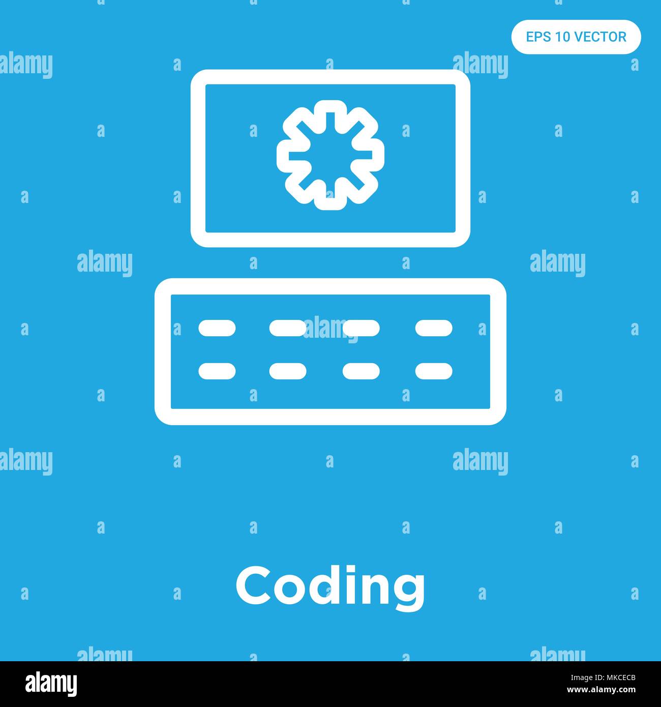 Coding Vector Icon Isolated On Blue Background Sign And Symbol Stock Vector Image And Art Alamy