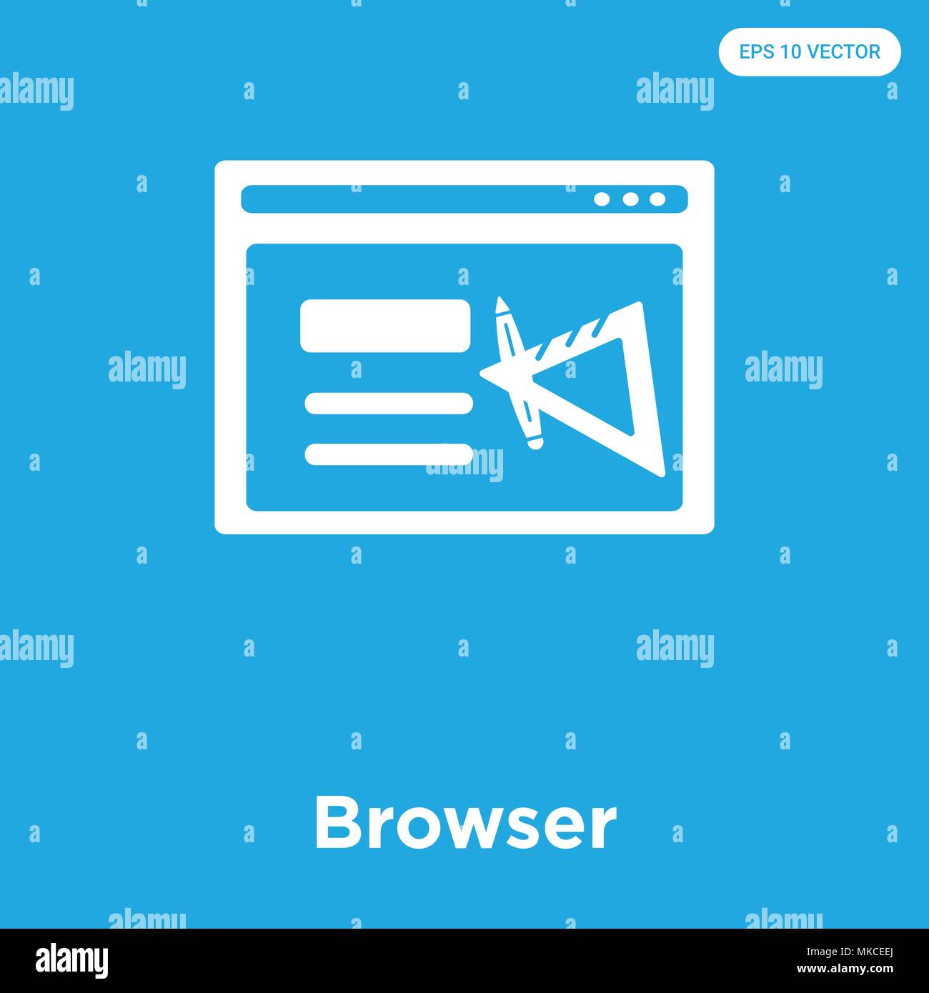 Browser vector icon isolated on blue background, sign and symbol Stock ...