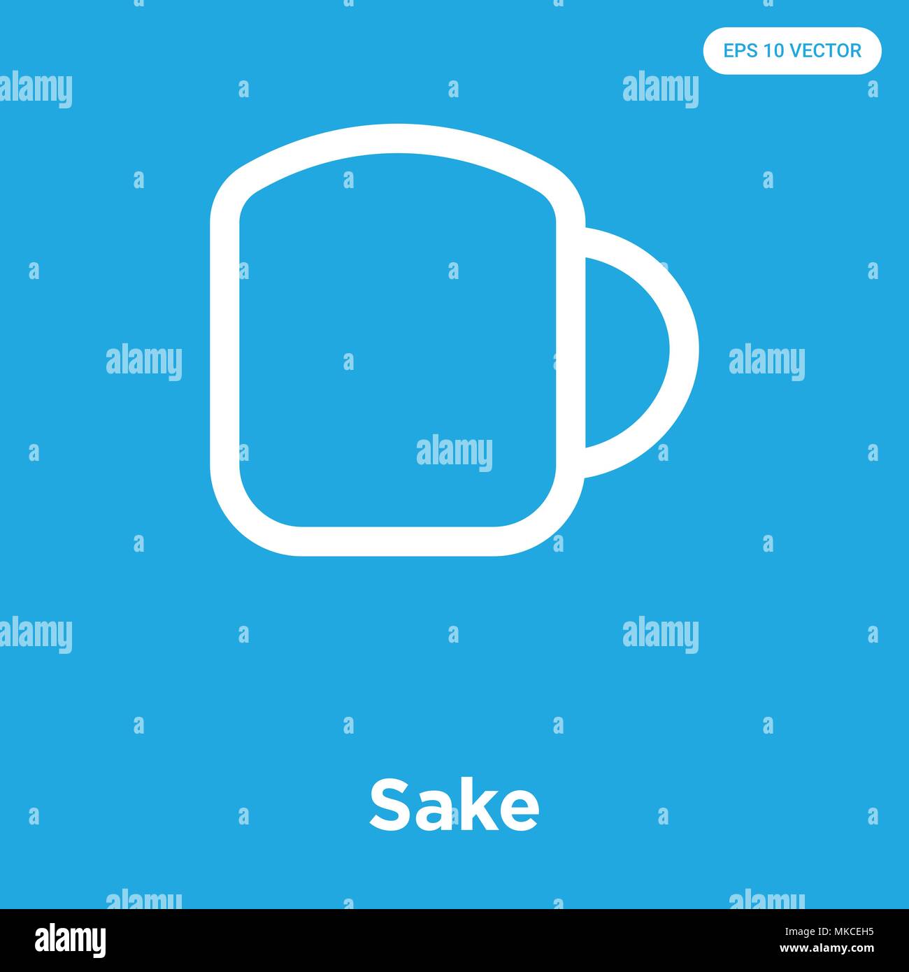 Sake vector icon isolated on blue background, sign and symbol Stock ...