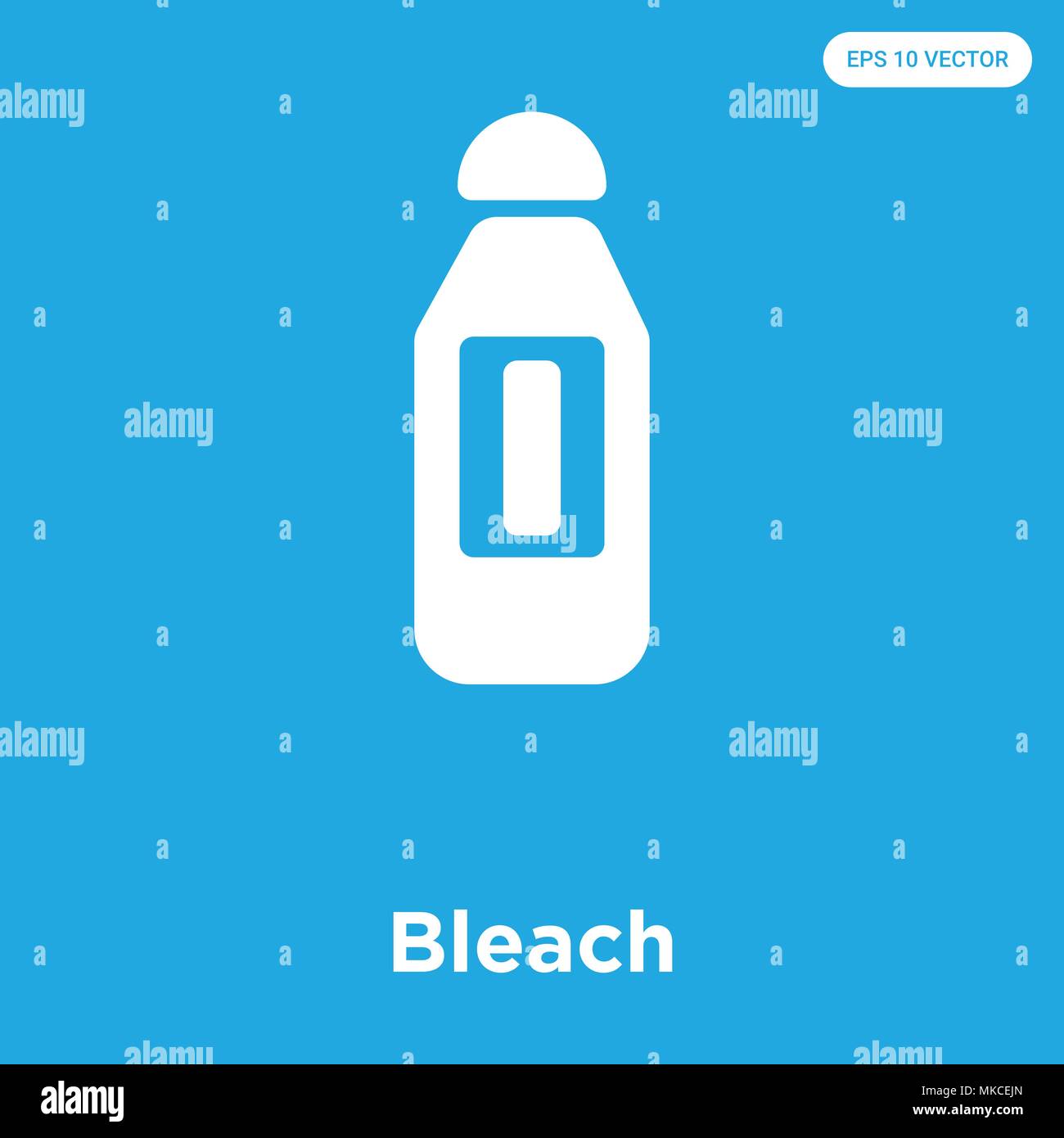 Bleach vector icon isolated on blue background, sign and symbol Stock ...
