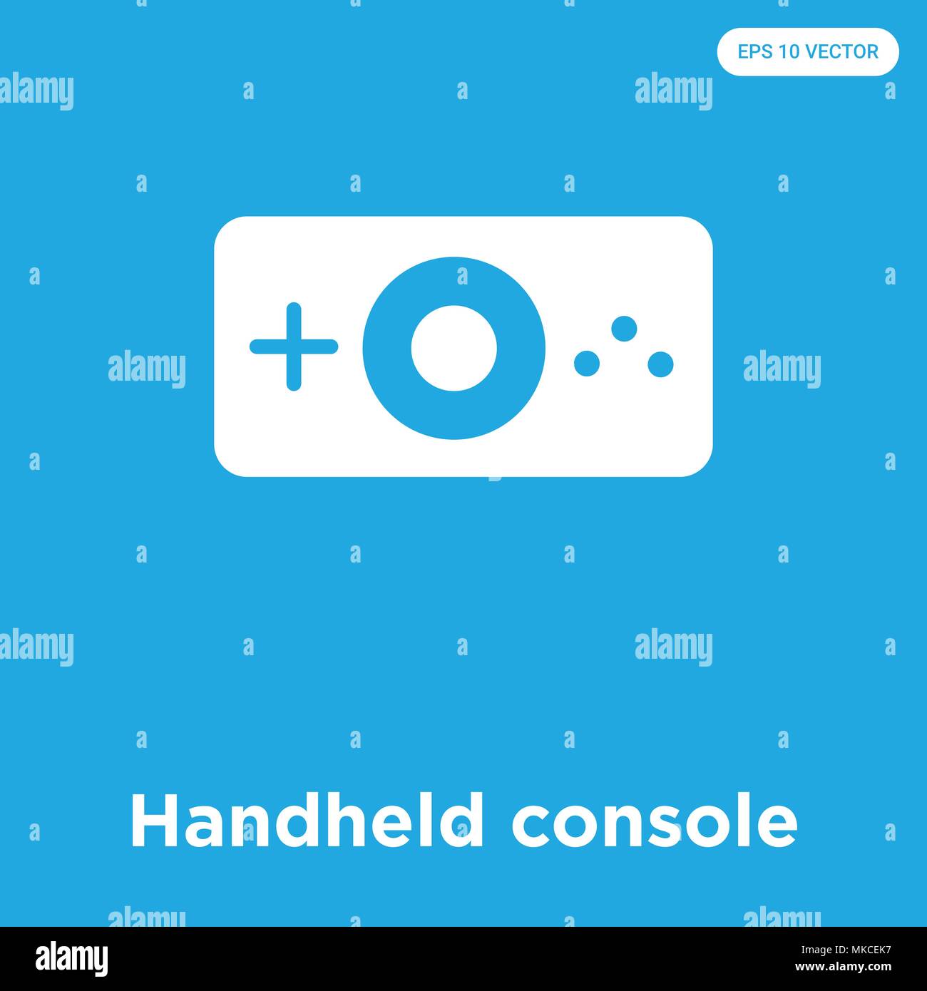 Handheld console vector icon isolated on blue background, sign and ...