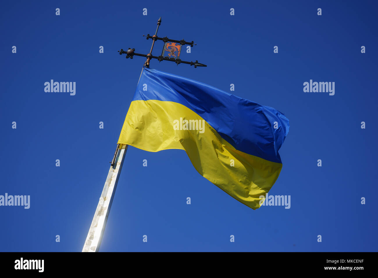 Ukrainian National Flag. Lviv High Castle Stock Photo - Alamy