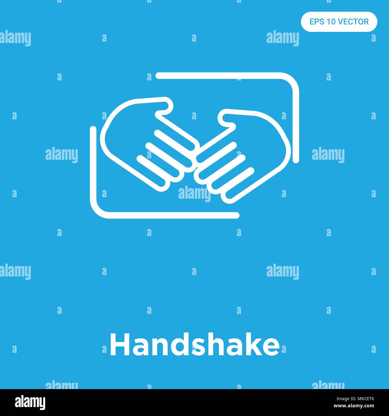 Handshake vector icon isolated on blue background, sign and symbol ...