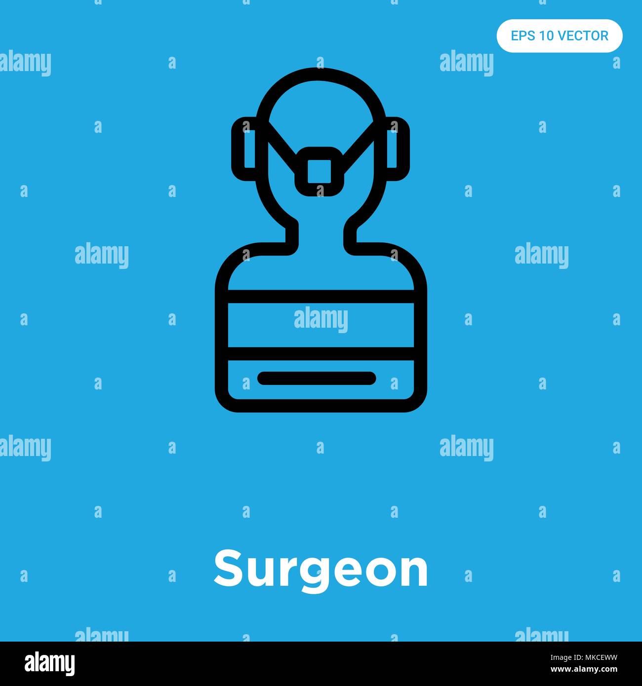 Surgeon vector icon isolated on blue background, sign and symbol Stock ...
