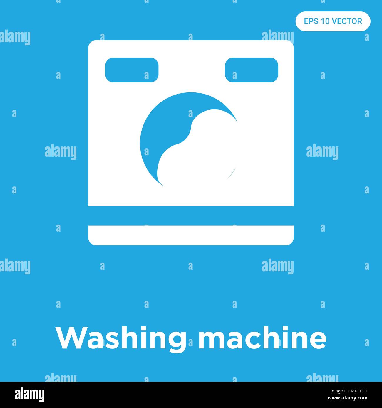 Washing machine vector icon isolated on blue background, sign and ...