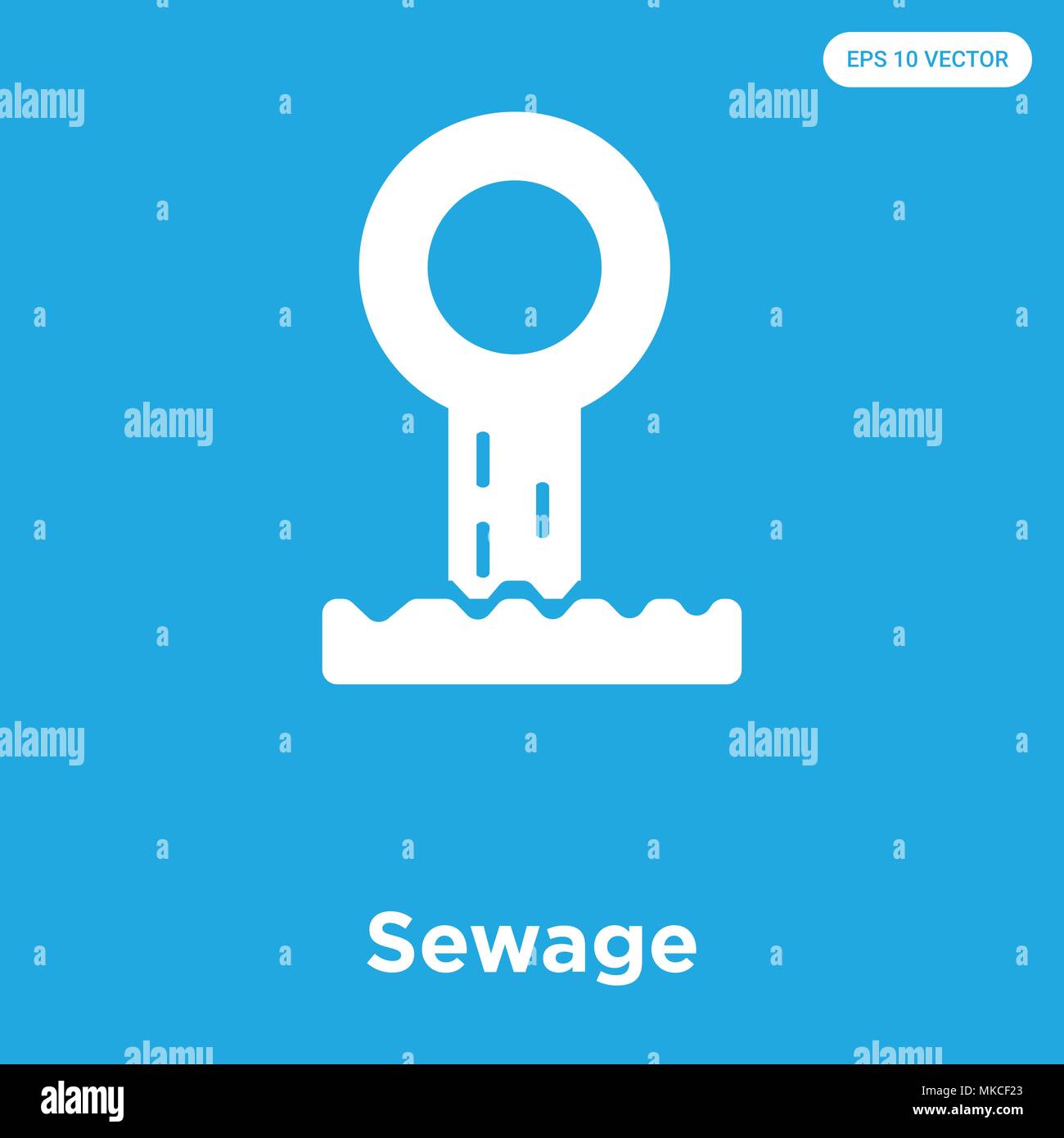 Sewage vector icon isolated on blue background, sign and symbol Stock ...