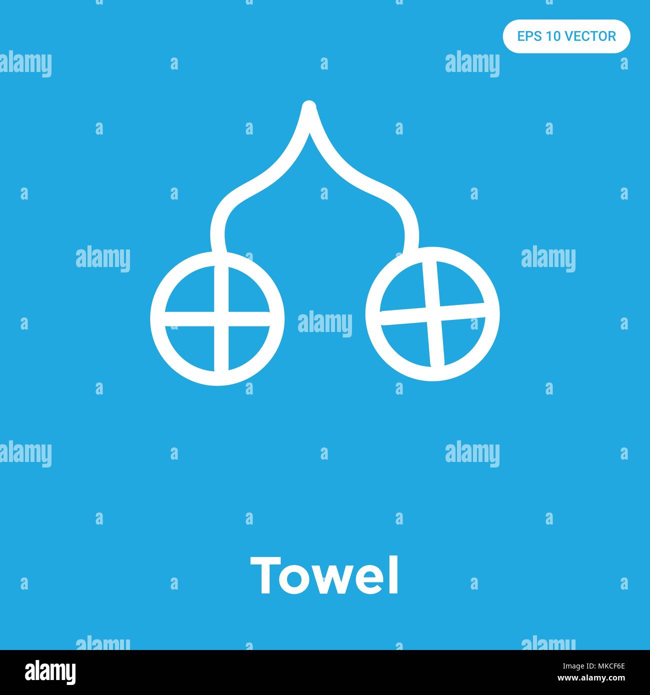 Towel vector icon isolated on blue background, sign and symbol Stock ...