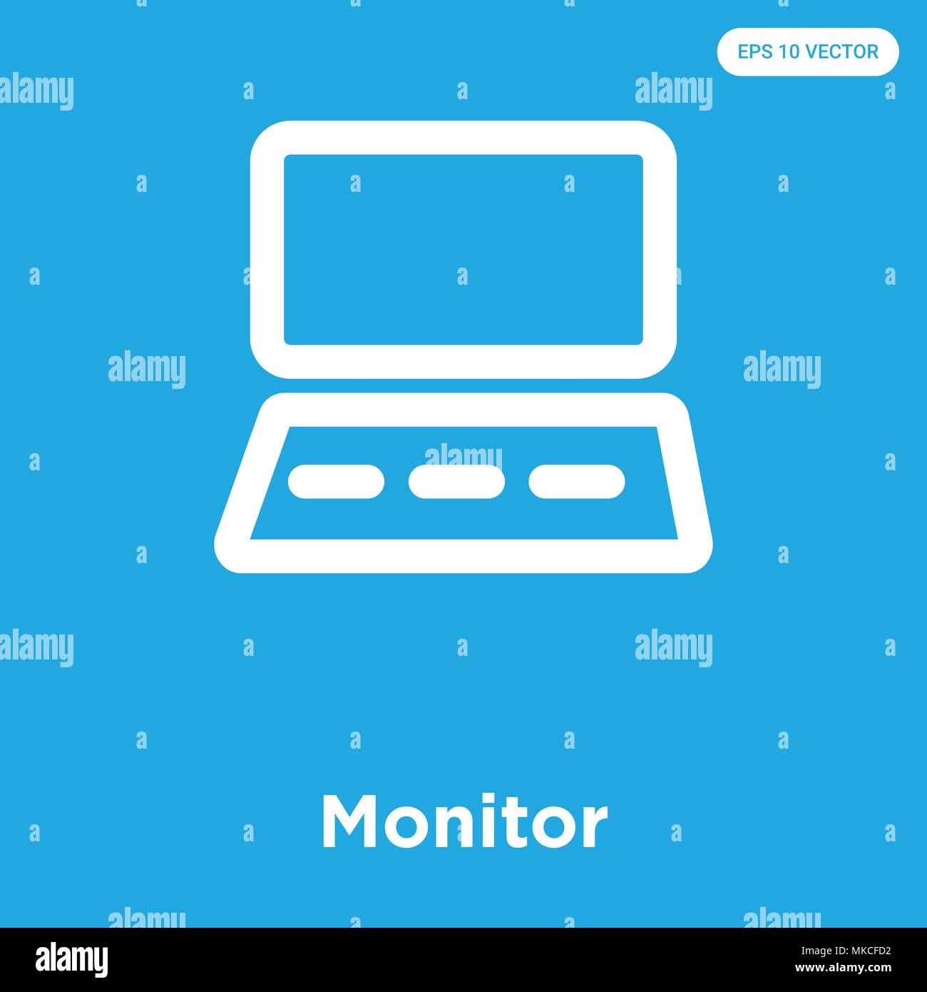 Monitor vector icon isolated on blue background, sign and symbol Stock ...