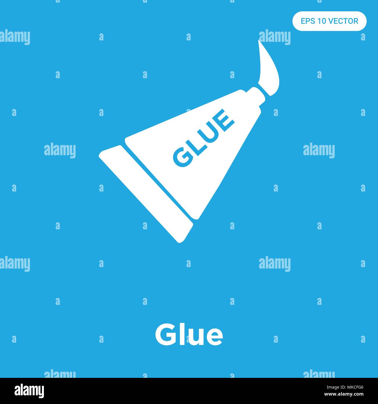 Glue vector icon isolated on blue background, sign and symbol Stock ...