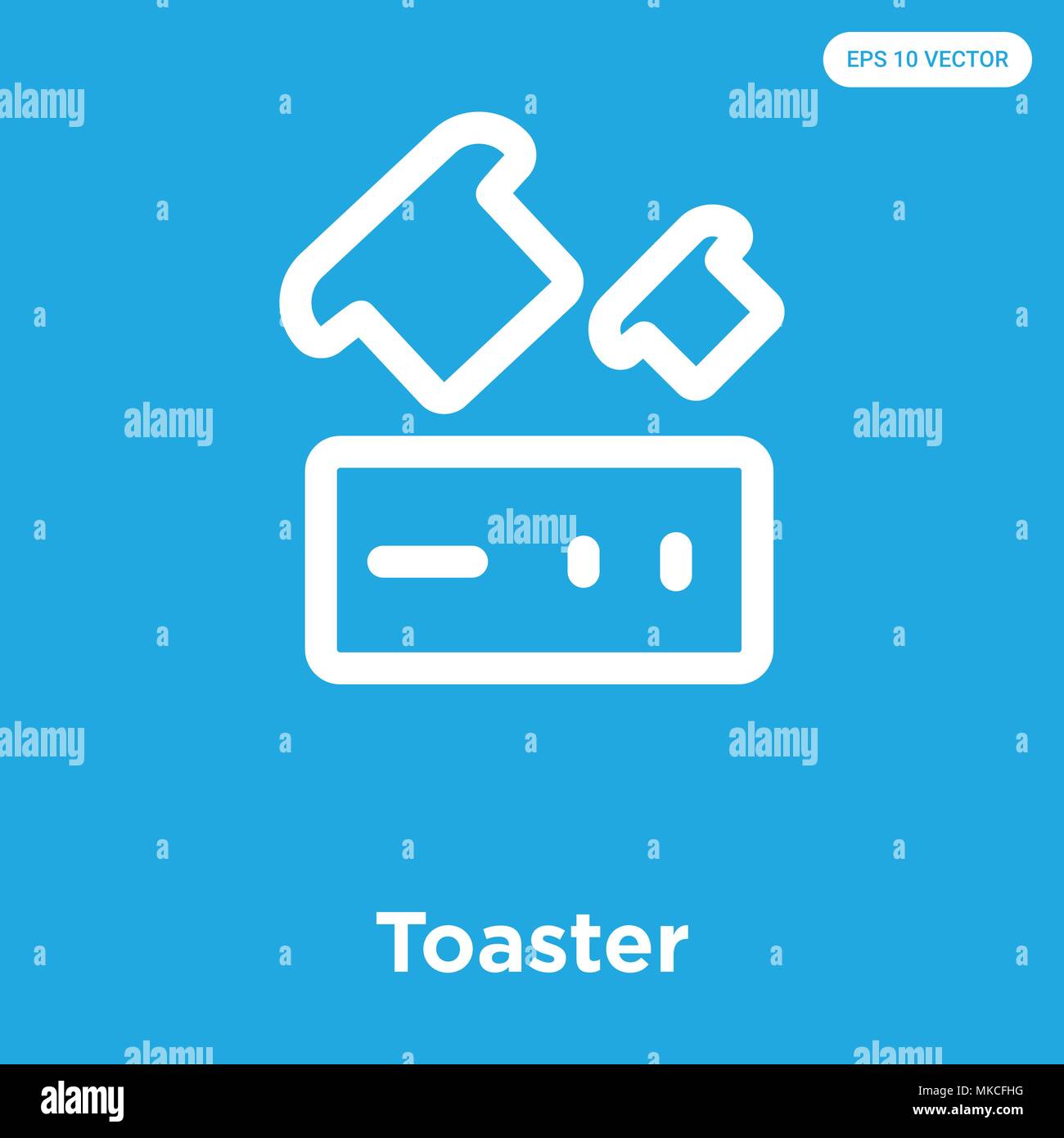 Toaster vector icon isolated on blue background, sign and symbol Stock ...