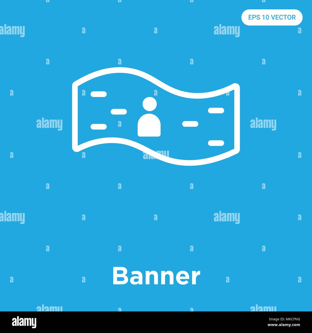 Banner vector icon isolated on blue background, sign and symbol Stock ...