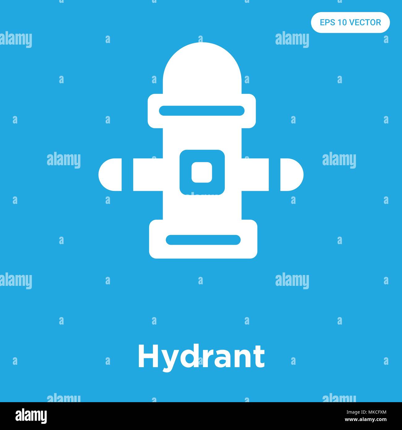 Hydrant vector icon isolated on blue background, sign and symbol Stock ...