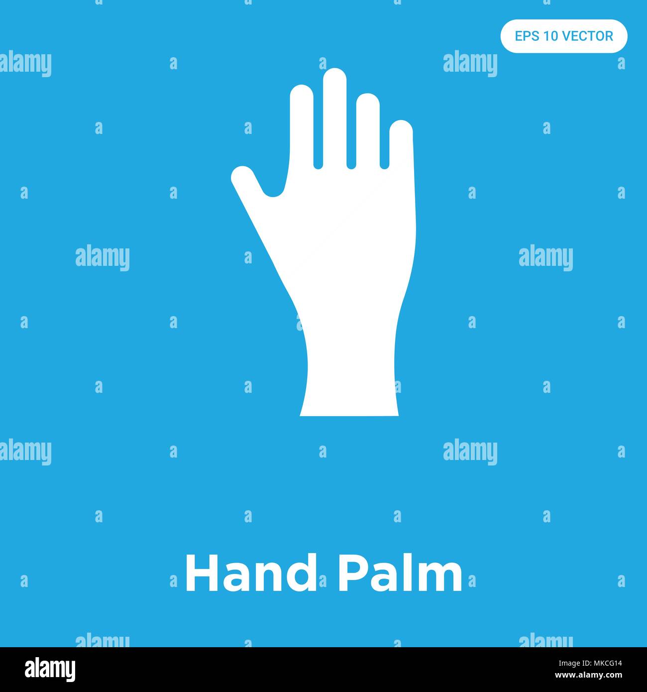Hand Palm vector icon isolated on blue background, sign and symbol ...