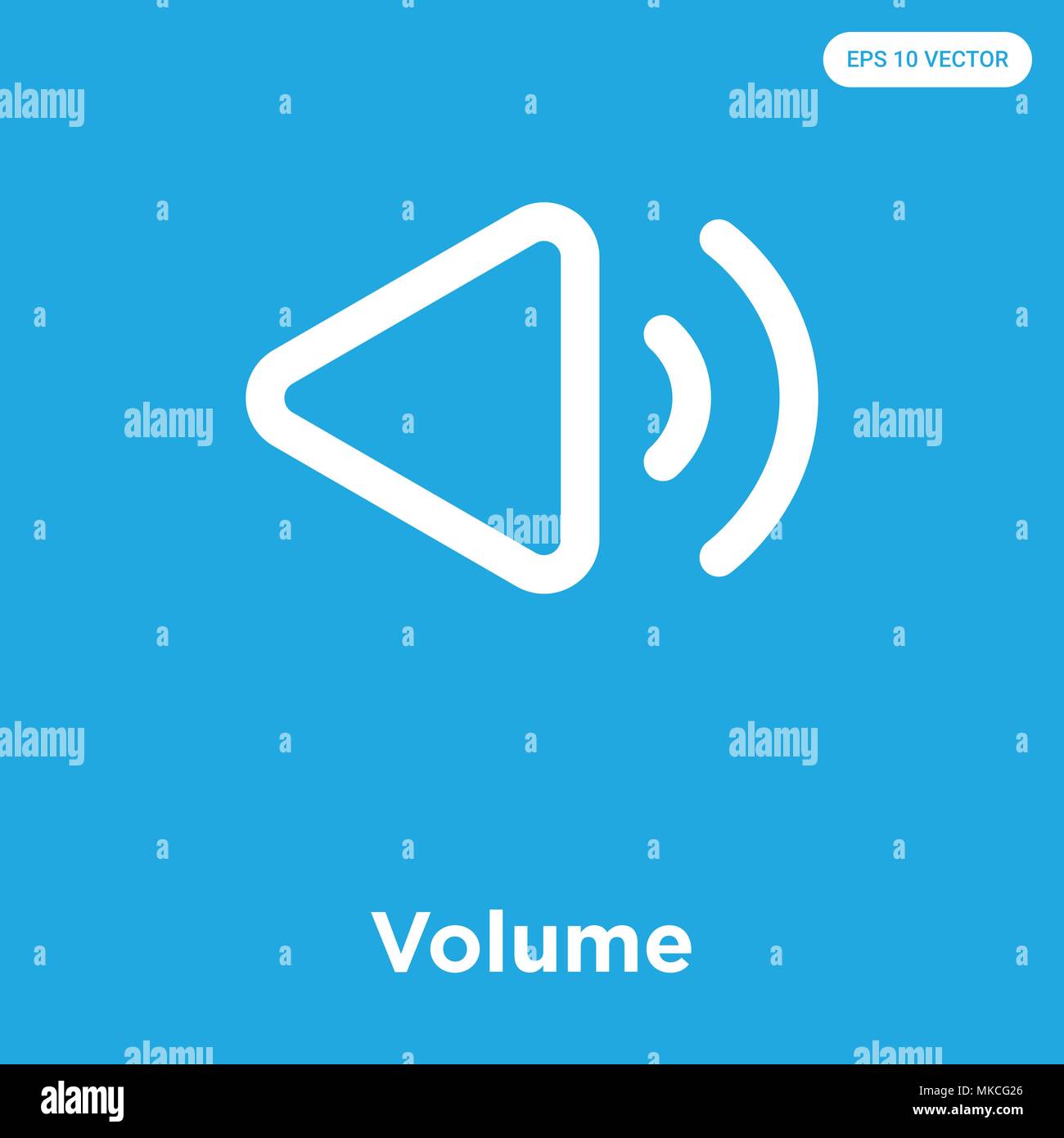 Volume vector icon isolated on blue background, sign and symbol Stock ...
