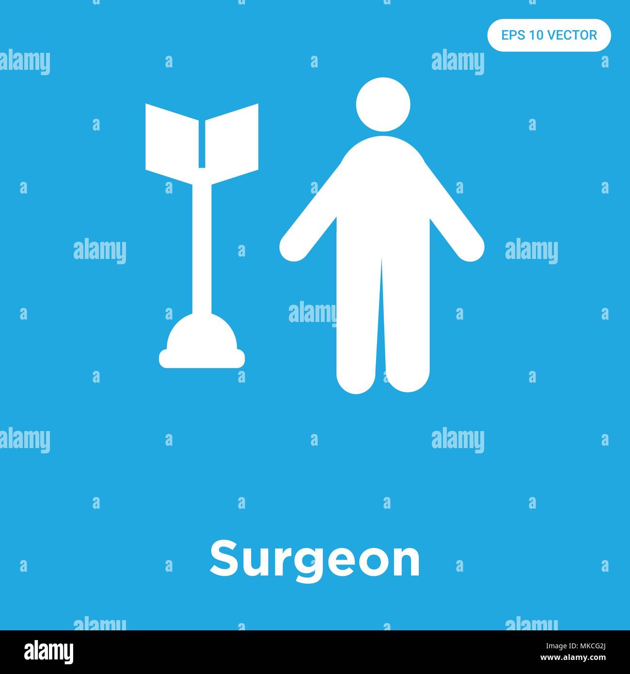 Surgeon vector icon isolated on blue background, sign and symbol Stock ...