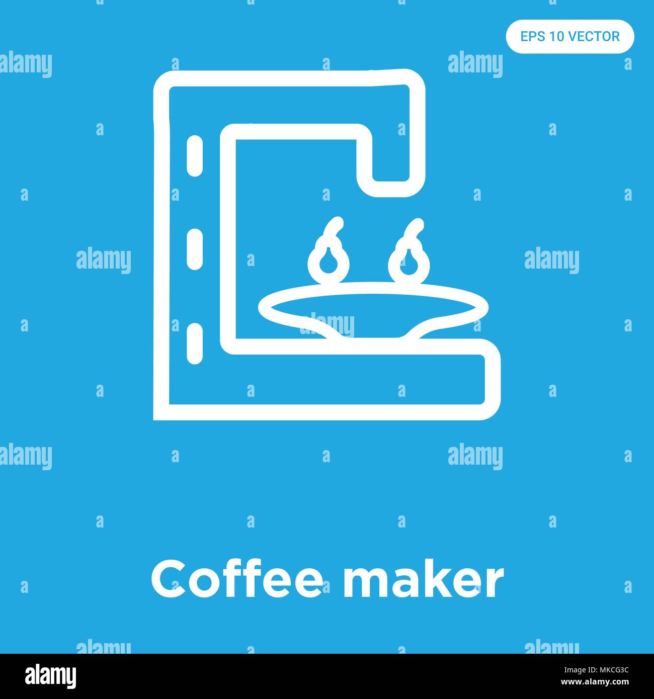 Coffee maker vector icon isolated on blue background, sign and symbol ...