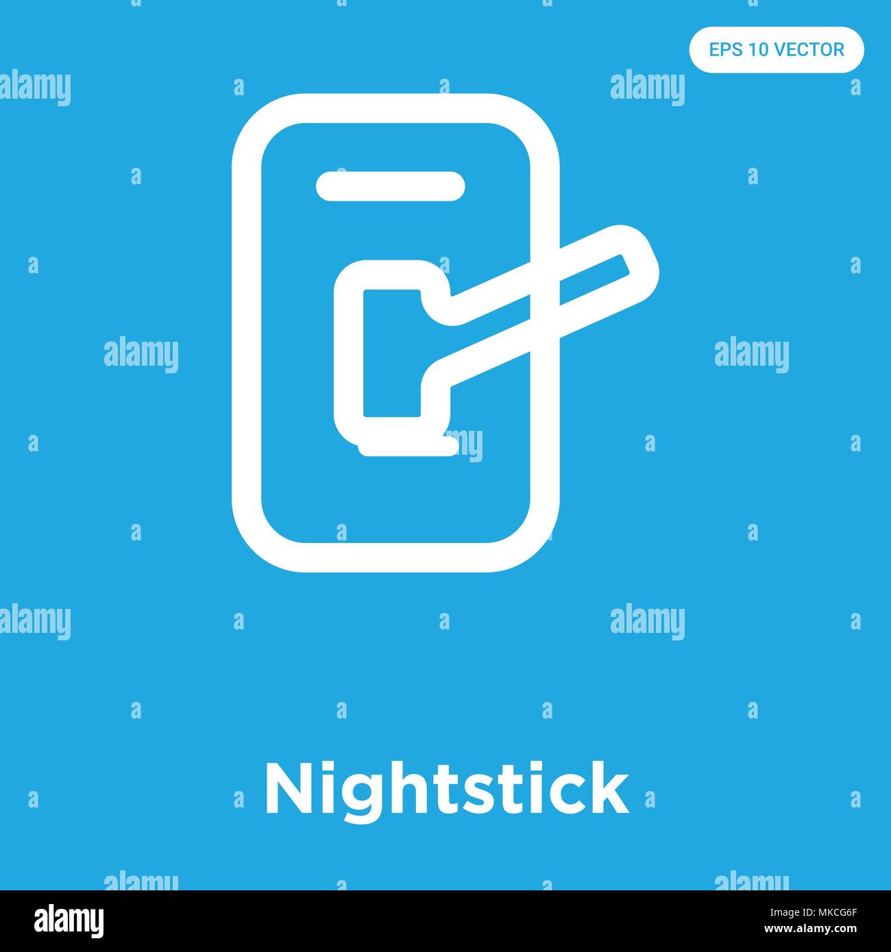 Nightstick vector icon isolated on blue background, sign and symbol ...
