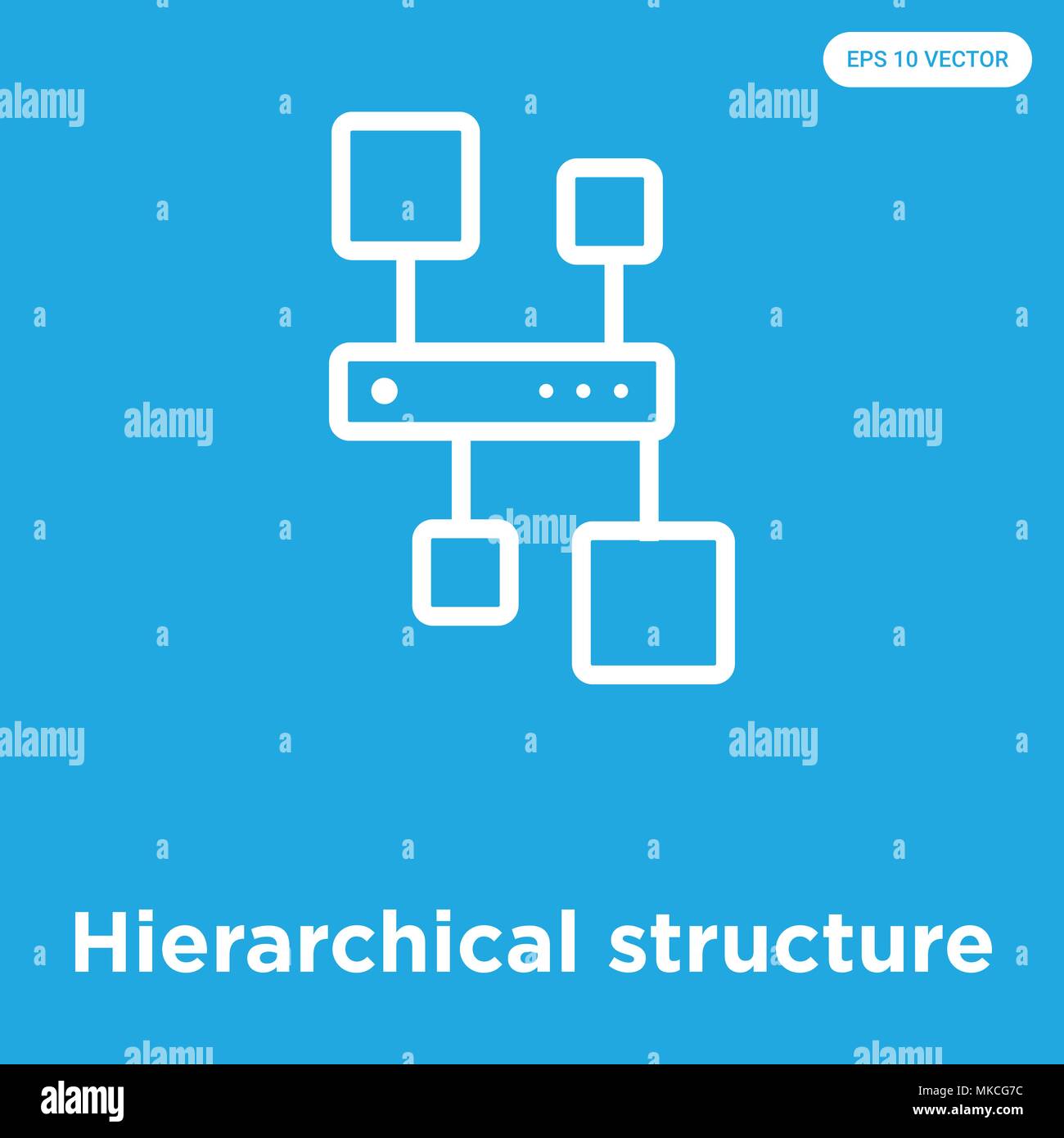 Hierarchical structure vector icon isolated on blue background, sign ...