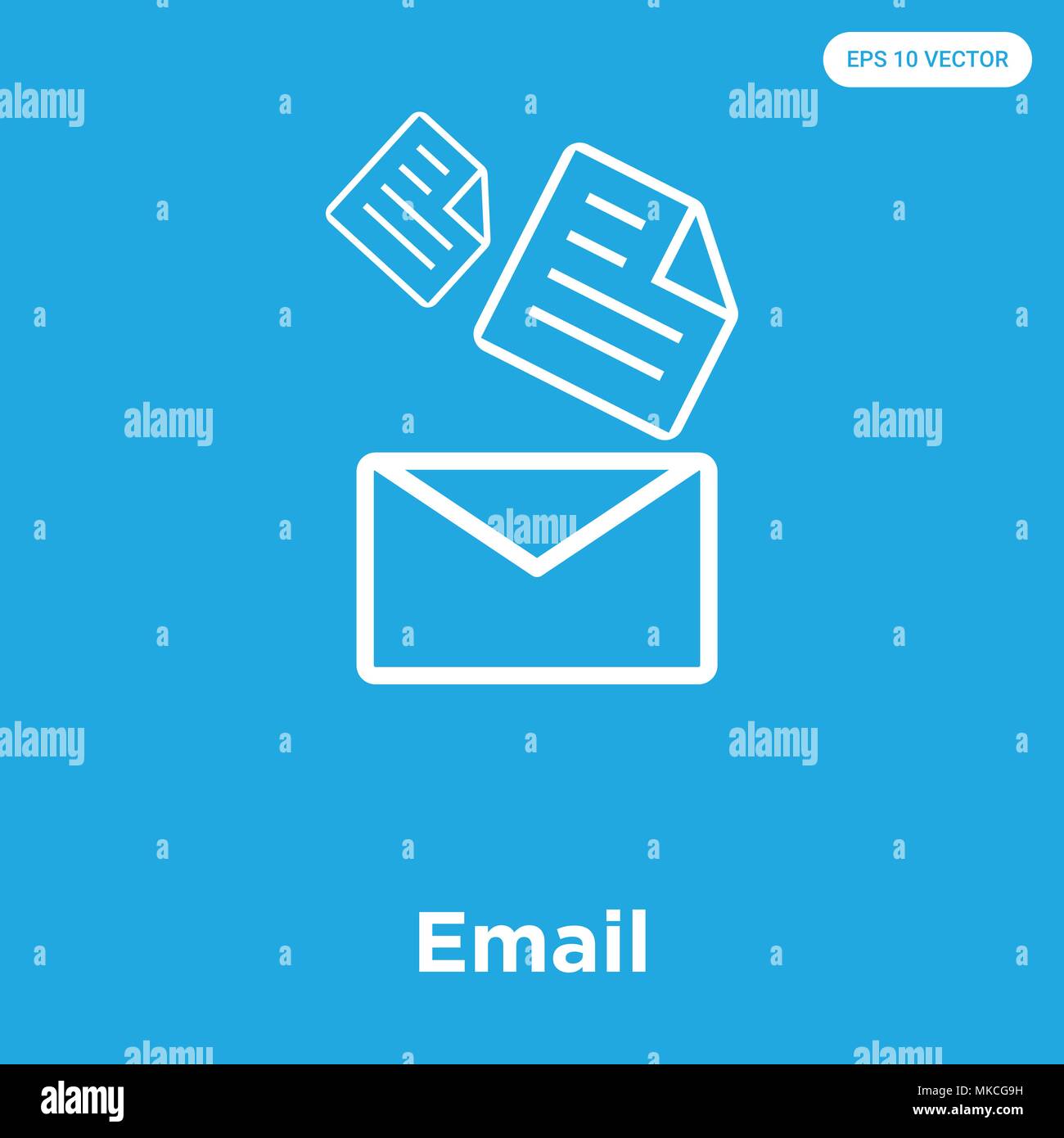 Email vector icon isolated on blue background, sign and symbol Stock ...