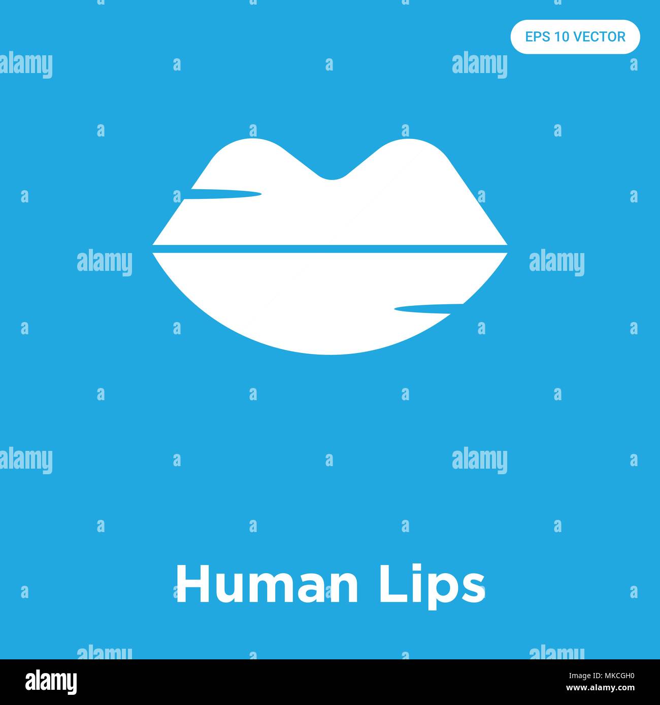 Human Lips vector icon isolated on blue background, sign and symbol ...