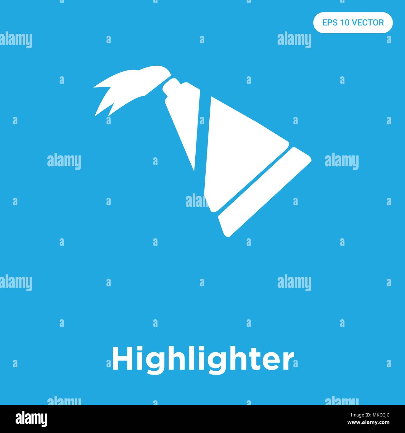 Highlighter vector icon isolated on blue background, sign and symbol ...