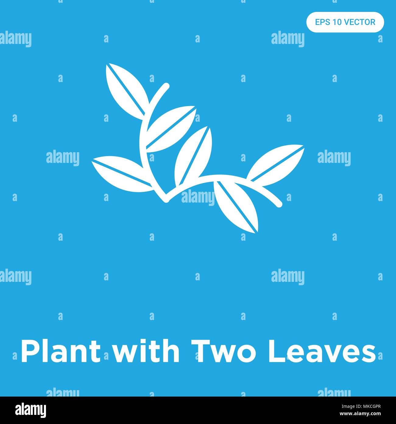 Plant with Two Leaves vector icon isolated on blue background, sign and ...