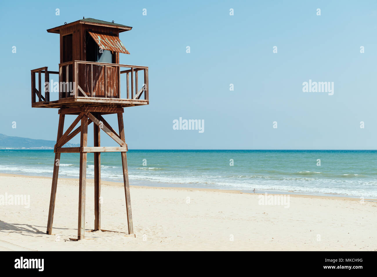 Wooden baywatch tower in a beach in the south of Spain Stock Photo - Alamy