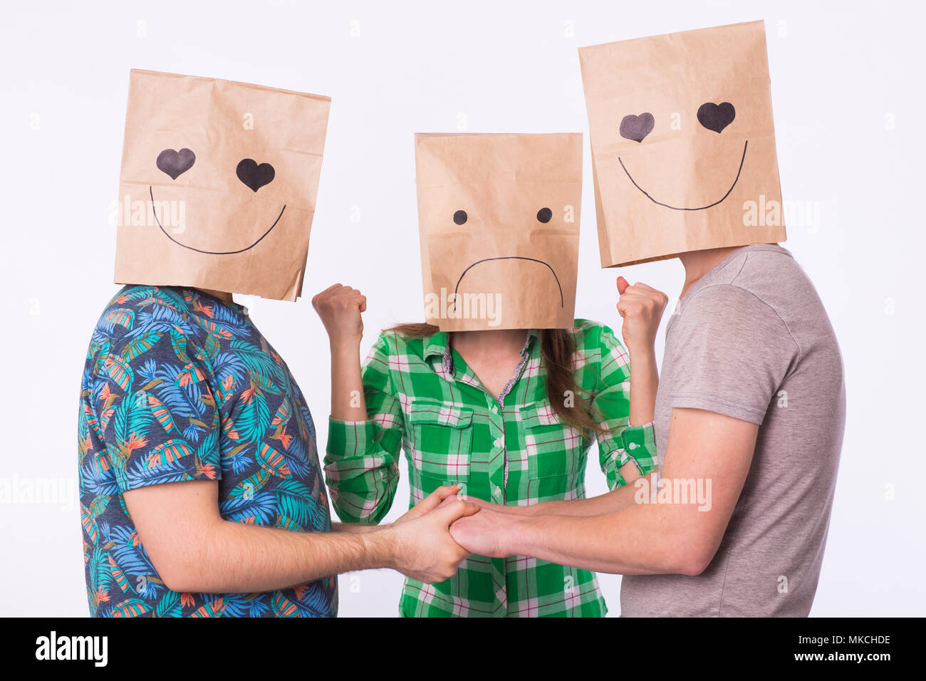 Woman two men love triangle hi-res stock photography and images - Alamy