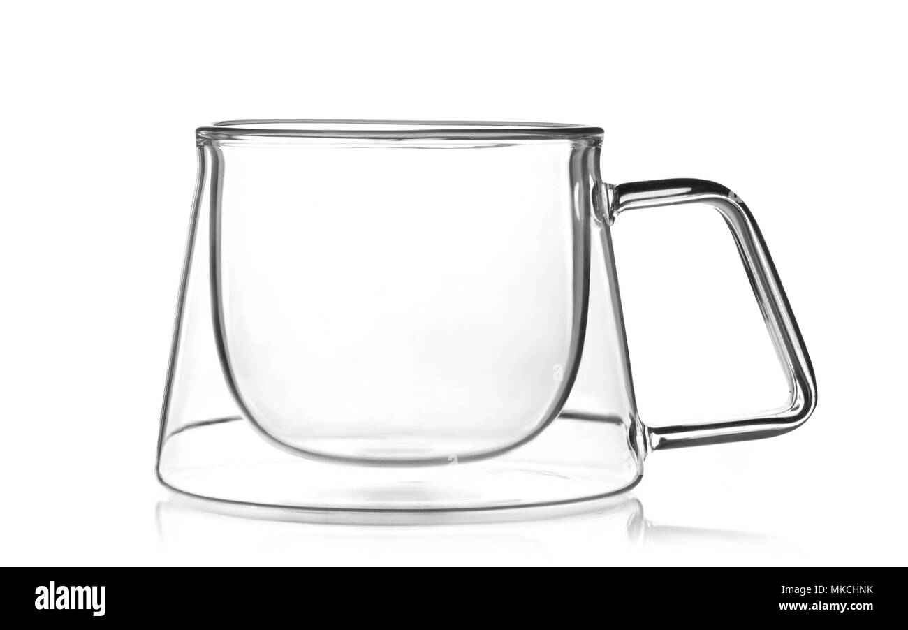Empty Glass cup for tea or coffee isolated on white Stock Photo - Alamy