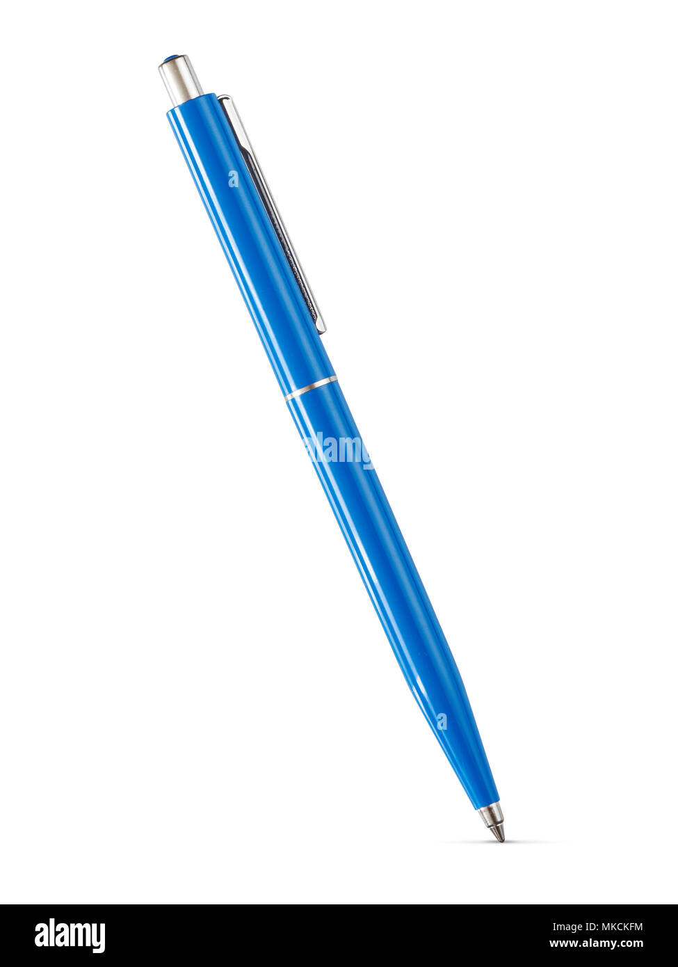 blue classic ballpoint pen with clipping path isolated on white ...