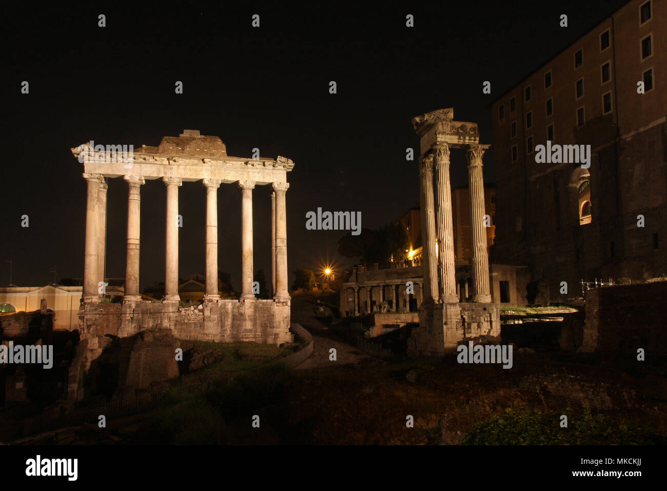 Rome by night. Famous buildings of Rome in one picture. Long exposure ...