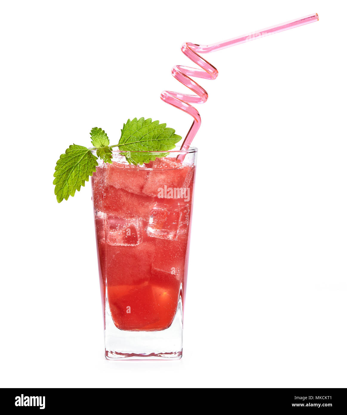 cold watermelon drink in a glass isolated on white background Stock ...