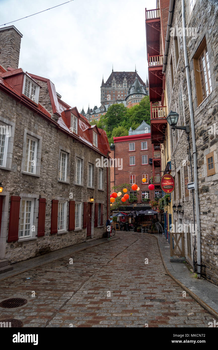 Views of the Old City Quebec on a rainy day, Quebec, Canada Stock Photo ...