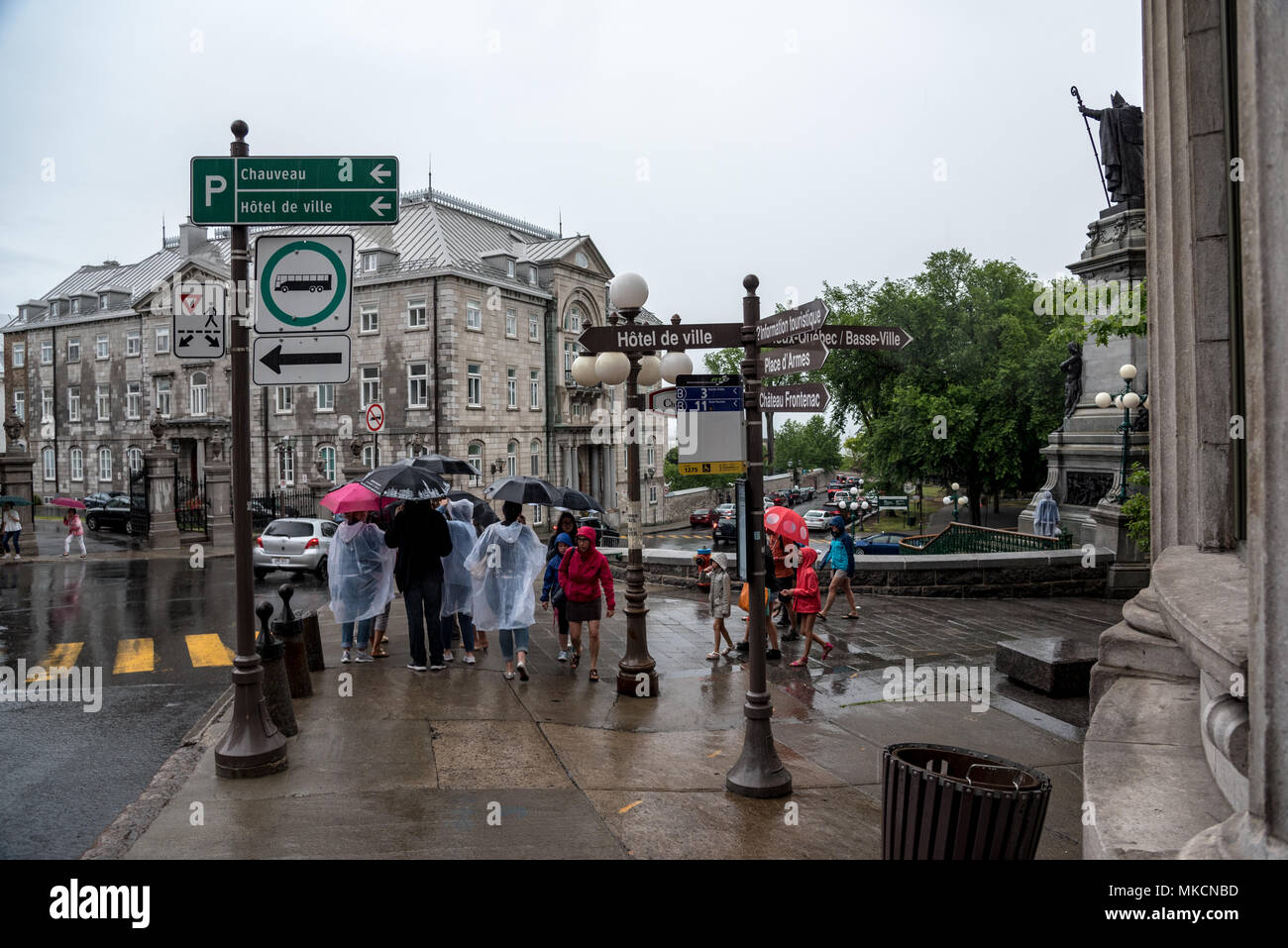Views of the Old City Quebec on a rainy day, Quebec, Canada Stock Photo ...
